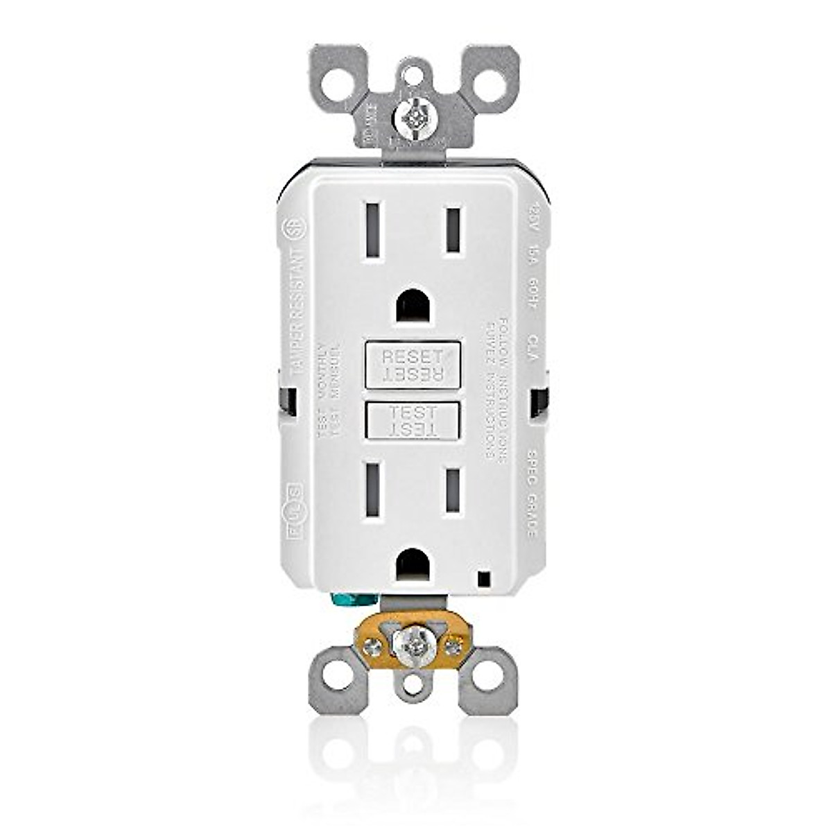 Leviton GFTR1-3W SmarTest Self-Test SmartlockPro Slim GFCI Tamper-Resistant Receptacle with LED Indicator (3 Pack), White