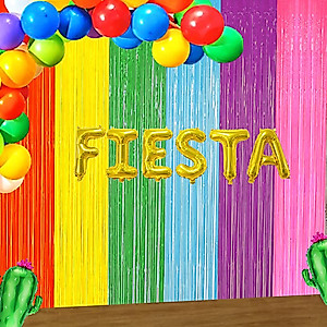 Cinco de Mayo Decorations, Rainbow Fringe Bckdrop Fiesta Taco Themed Streamer Backdrop for Mexican Dia De Los Muertos Spain Taco Birthday Party Decorations (3 Pack)