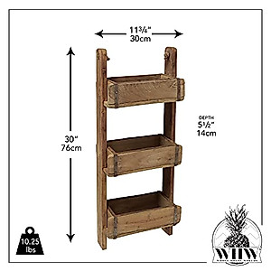 WHW Whole House Worlds Rustic Wall Hanging Shelves, 3 Brick Box Wall Rack, Recycled Wood, 5.5 Wide x 11.75 Long x 30 Inches Tall, 10.25 lbs