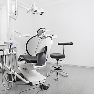 Adjustable Dental Assistant Chair Stool 17”-21‘’ Height with Adjustable Footring and Heavy Base for Dental Labs Exam Rooms