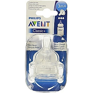 Philips AVENT BPA Free Classic Medium Flow Nipple, 2-Pack