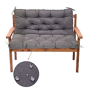 Srutirbo Waterproof Bench Cushion with Backrest, 2 or 3 Seat Swing Replacement Cushions Overstuffed for Garden Patio Furniture Loveseat Outdoor (59.1*39.4*3.94inch, Dark Gray)