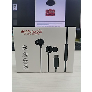 HAPPYAUDIO USB C Headphones Compatible with Most Devices On The Market with Type C - Hi-Fi Stereo Wired Earphones