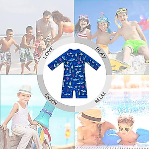 upandfast Baby Boy Swimsuit with Snap Bottom UPF 50+ Sun Protection Toddler One Piece Swimwear (Blue Shark, 9 Months)