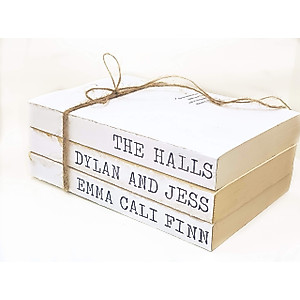 Personalized Stacked Books, Farmhouse Books, Stamped Books, Custom Book Stack, Rustic Home Decor, Stamped Book Set