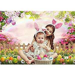 CHAIYA 7X5ft Easter Backdrop Spring Easter Backdrop Colorful Eggs Rainbow Backdrop for Easter Party Decoration Backdrop Children Adult Birthday Party Decor Banner CY259