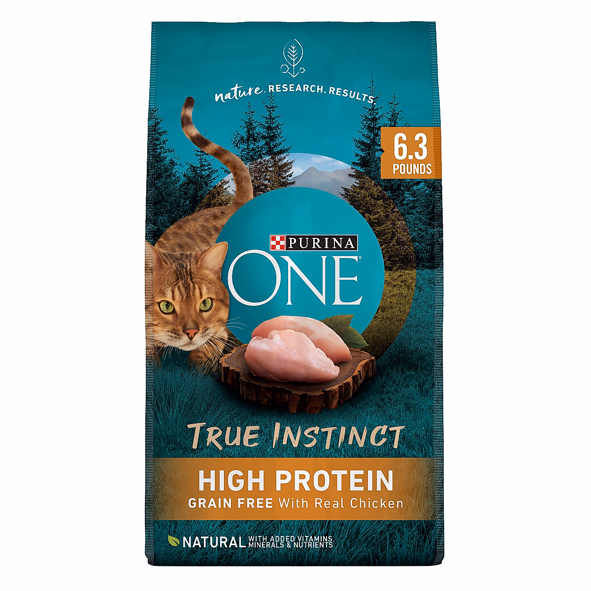 Purina ONE Natural, High Protein, Grain Free Dry Cat Food, True Instinct With Real Chicken - 6.3 Lb. Bag