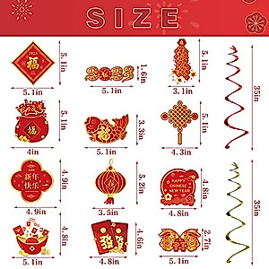 48 PCS Chinese New Year Decorations Hanging Swirls - Chinese New Year Party Hanging Decor - 2023 Festival of Rabbit Year Spring Festivals Supplies, Chinese New Party Decorations