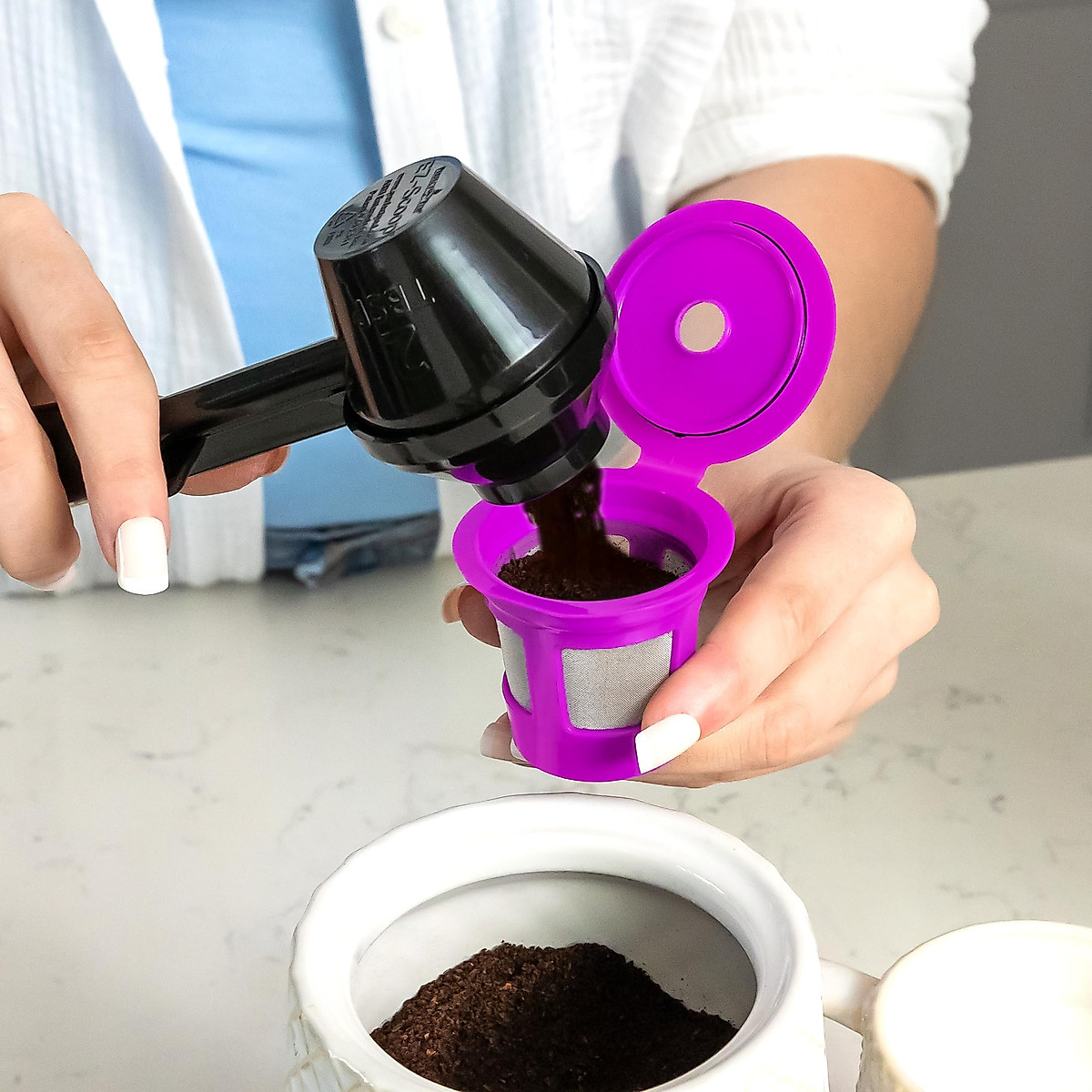 Perfect Pod Cafe Save Reusable K Cup Pod Coffee Filters - Refillable Coffee Pod Capsules with Built-In, Integrated Mesh Strainer for Use with Keurig & Select Single Cup Coffee Machines, 4-Pack