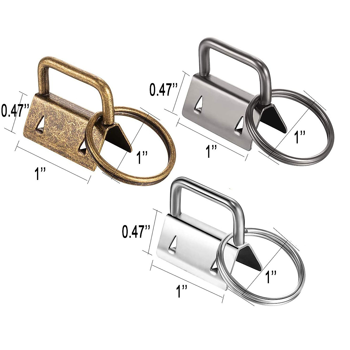 Qovydx 40PCS Key Fob Hardware Set, 39PCS 1 Inch Keychain Hardware with 1PCS Key Fob Pliers for Wristlet Keychain, Key Lanyard and Key Chain Making Hardware Supplies