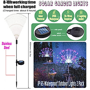 Honche Solar Garden Lights, 2 Pack Decorative Solar Outdoor Lights Waterproof IP65 8 Lighting Modes Firework Lights for Garden Patio Counrtyards Pathway Part