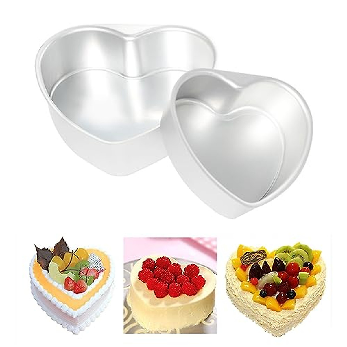 6/8/10 Inch Heart Shaped Cake Pan,Aluminum Cake Tray for Wedding Birthday Anniversary, Kitchen Baking Bread Cheesecake Non-stick Cake Mold 8Inch