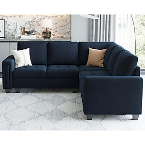 Belffin Velvet Modular Sectional Sofa Convertible Sectional Sofa Couch with Reversible Chaise L Shaped 4 Seater Corner Sofa Couch Blue