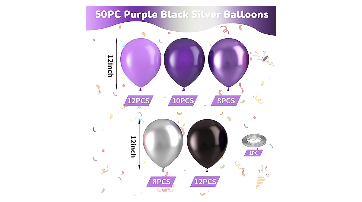 Purple Black Silver Balloons for Every Celebration