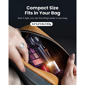 Gaiatop Neck Fan Rechargeable Mini Portable Fan Cute Camera Design, Lash Fan with 360°Rotate Mirror, 3 Speed USB Handheld Fan with LED Display, Personal Fan as Travel Essentials (Navy Blue)