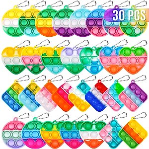 DODOLOL Kids Party Favors 30 Pcs Fidget Toys Bulk Mini Pop Fidgets Keychain Its Birthday Party Favors for Kids Goodie Bag Stuffers Small Kid Classroom Prizes It Bubbles Poppers Students Bulk Toys