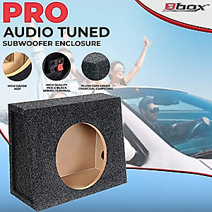 Bbox Single Sealed 12 Inch Subwoofer Enclosure - Car Subwoofer Boxes & Enclosures - Made in USA Premium Subwoofer Box Improves Audio Quality, Sound & Bass - Nickel Finish Subwoofer Terminals - Black
