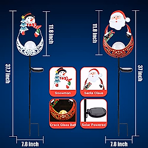 Solar Christmas Garden Stake Lights Santa Claus&Snowman Solar Christmas Decorations with LED Lights Outdoor Xmas Yard Pathway Lights Christmas Landscape Lights for Garden(2 PCS)