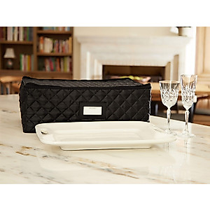 Platter Serveware Storage with Tray - Washable and Stain Resistant, ID Window, Kitchen Storage-Black