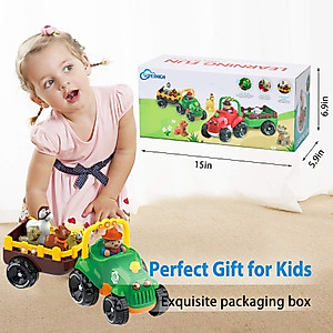 SUPERHIGH Tractor Farm Tractor Toys for 3 4 5 6 7 8 Year Old Boys & Girls with Detachable Farmer & Animals, Light & Animal Sound Effect, Great Gift for Toddlers Kids, Green