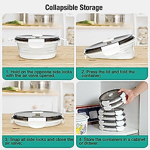 GREENTEC 2 Pack Collapsible Food Storage Containers with Lid, Airtight Meal Bowls, Meal Box for Travel, Picnic, Camping, Dishwasher Microwave Freezer Safe, BPA Free, Large