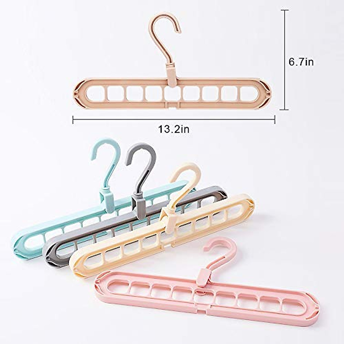 Askfairy 5PCS Multifunctional Foldable Hanger with 9 Holes Space Saving Hangers for Heavy Clothes, Shirts Pants Dresses Coats