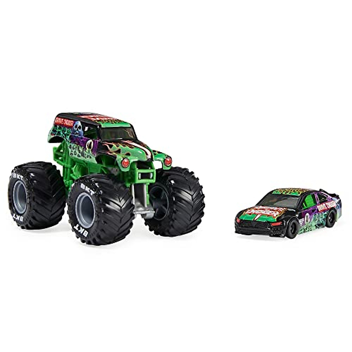 Monster Jam Official 1:64 Scale Diecast 2-Pack Monster Truck and Race Car: Grave Digger