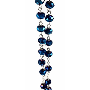 Nazareth Store Deep Blue Crystal Beads Rosary Catholic Necklace Holy Soil Medal Cross Crucifix Velvet Bag