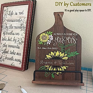 VYNOPA Wood Cookbook Stand Adjustable Recipe Book iPad Rustic Holder Thanksgiving Day Christmas Gift for Grandma, Mother, Women