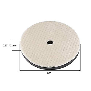 uxcell 7" Wool Felt Sponge Polishing Pad Hook and Loop Buffing Wheel with Hole Medium Polishing for Orbital Polisher Buffer