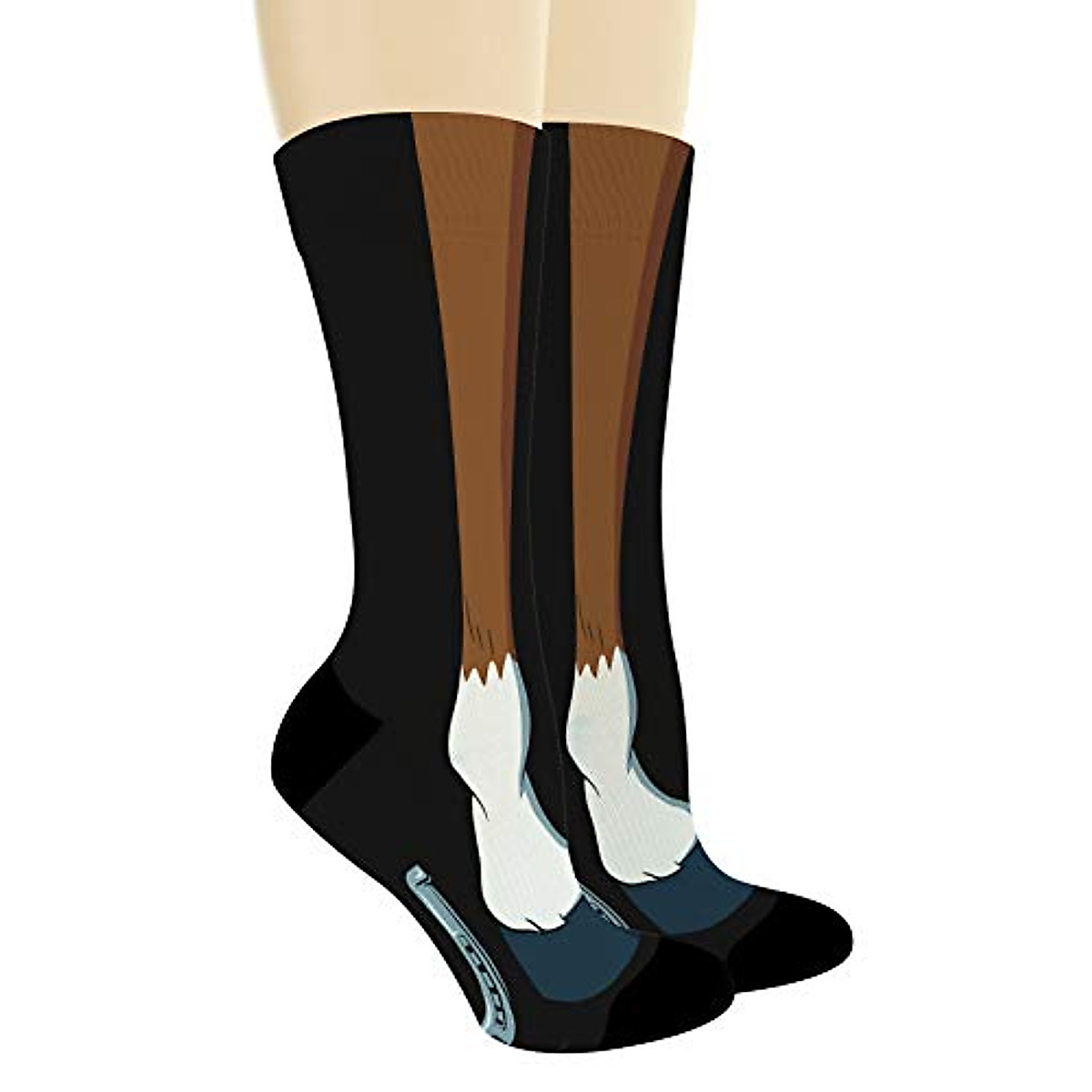 Lucky Socks Horse Legs & Horseshoe Socks Horse Lover Gifts for Equestrians 1-Pair Novelty Crew Socks