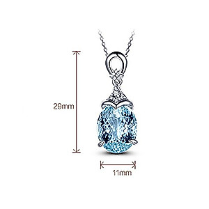 wassana Romantic Natural Women Silver Necklace Aquamarine Pendant Jewelry
