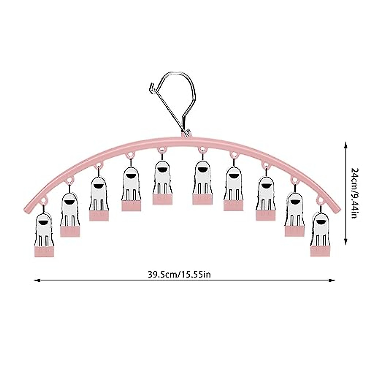 PMUYBHF 2pcs Stainless Steel Laundry Drying Rack Clothes Hanger with 10 Clips Windproof for Drying Socks, Bras, Cloth Diapers, Towel, Underwear, Scarf, Hat, Pants and Gloves (A)