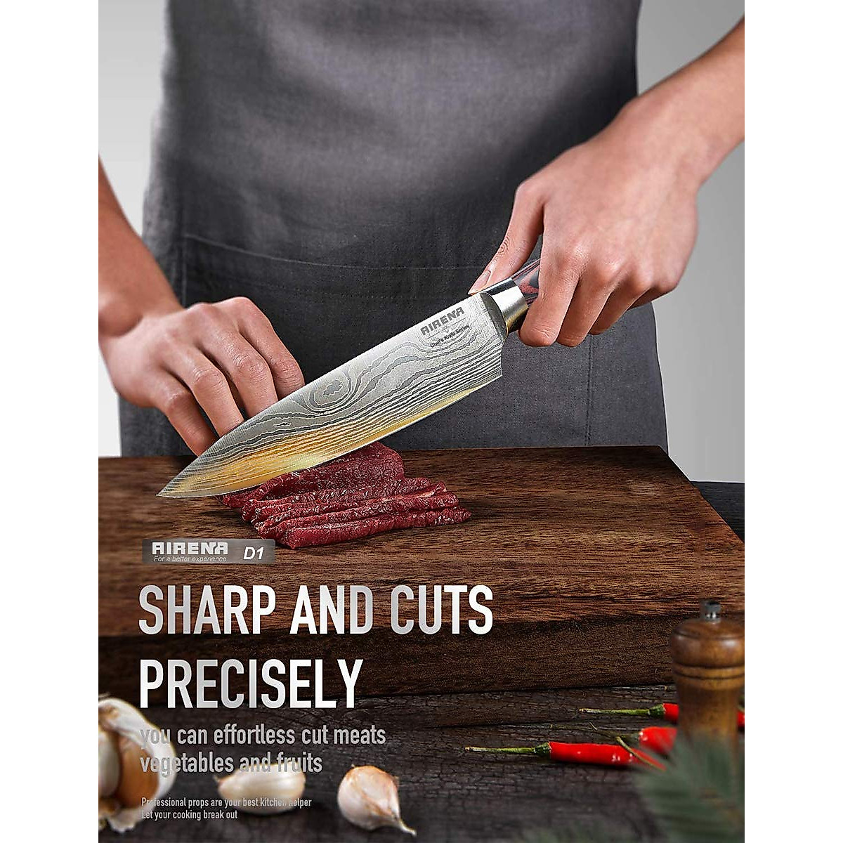 AIRENA Chef Knife - Pro Kitchen Knife 8 Inch Chefs Knife High Carbon German Stainless Steel Sharp paring Knife with Ergonomic Handle