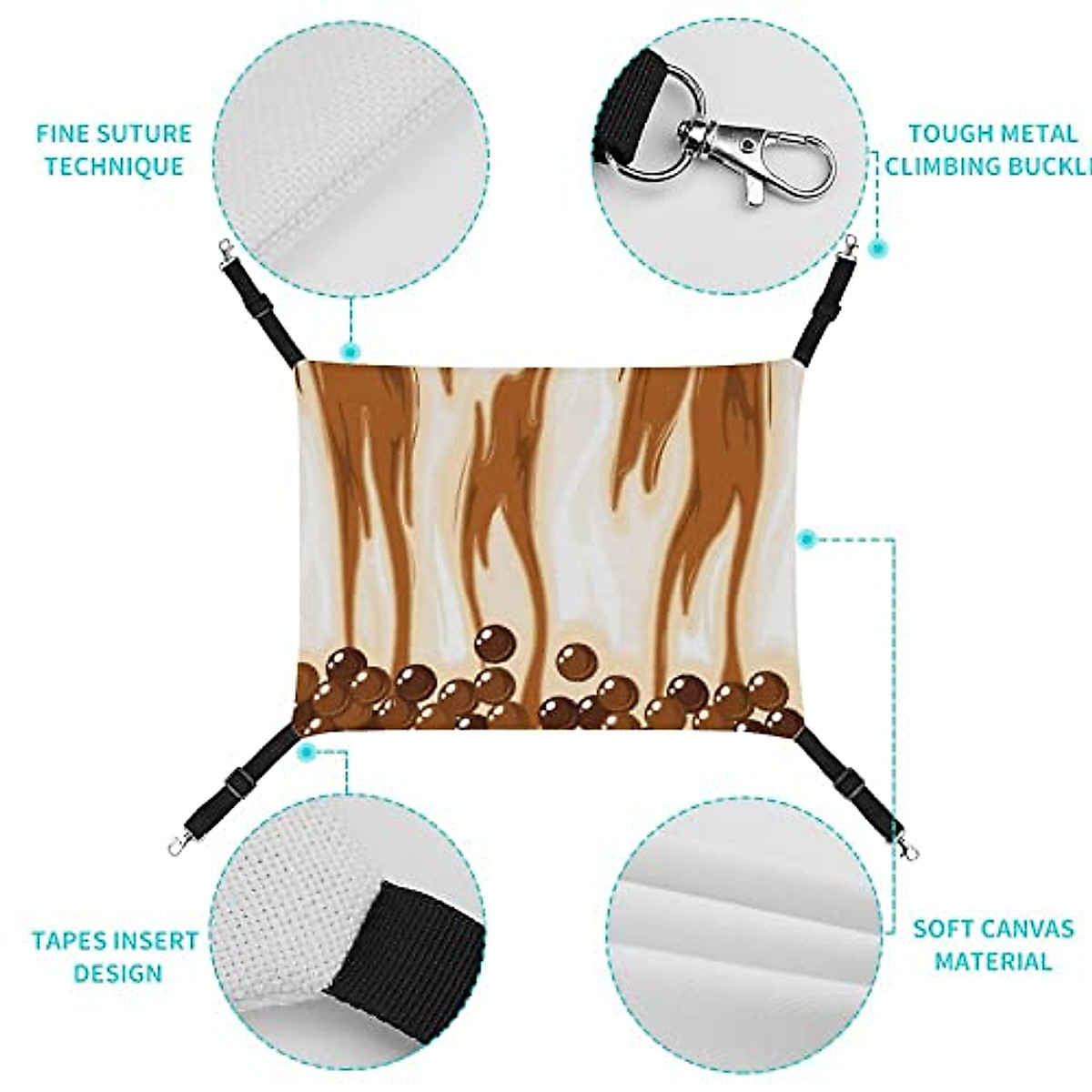Bubble Tea in Brown Sugar Milk Tea Pet Hammock Comfortable Adjustable Hanging Bed for Small Animals Dogs Cats Hamster