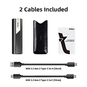 Netac 1TB Portable SSD, Up to 1050MB/s Read Speed, Type-C USB 3.2 Gen 2, External Solid State Drive, PCIe Gen3x4 NVMe 1.3, Business Travel Essential, Dust-Resistant, ZX10