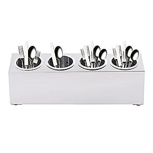 DNYSYSJ Silverware Organizer,4-Holes Flatware Organizers Stainless Steel Cylinder Flatware Silverware Utensil Holder Organizer Caddy,for Kitchen,Shops, Restaurants,Hotels,Drying Rack for Silverware