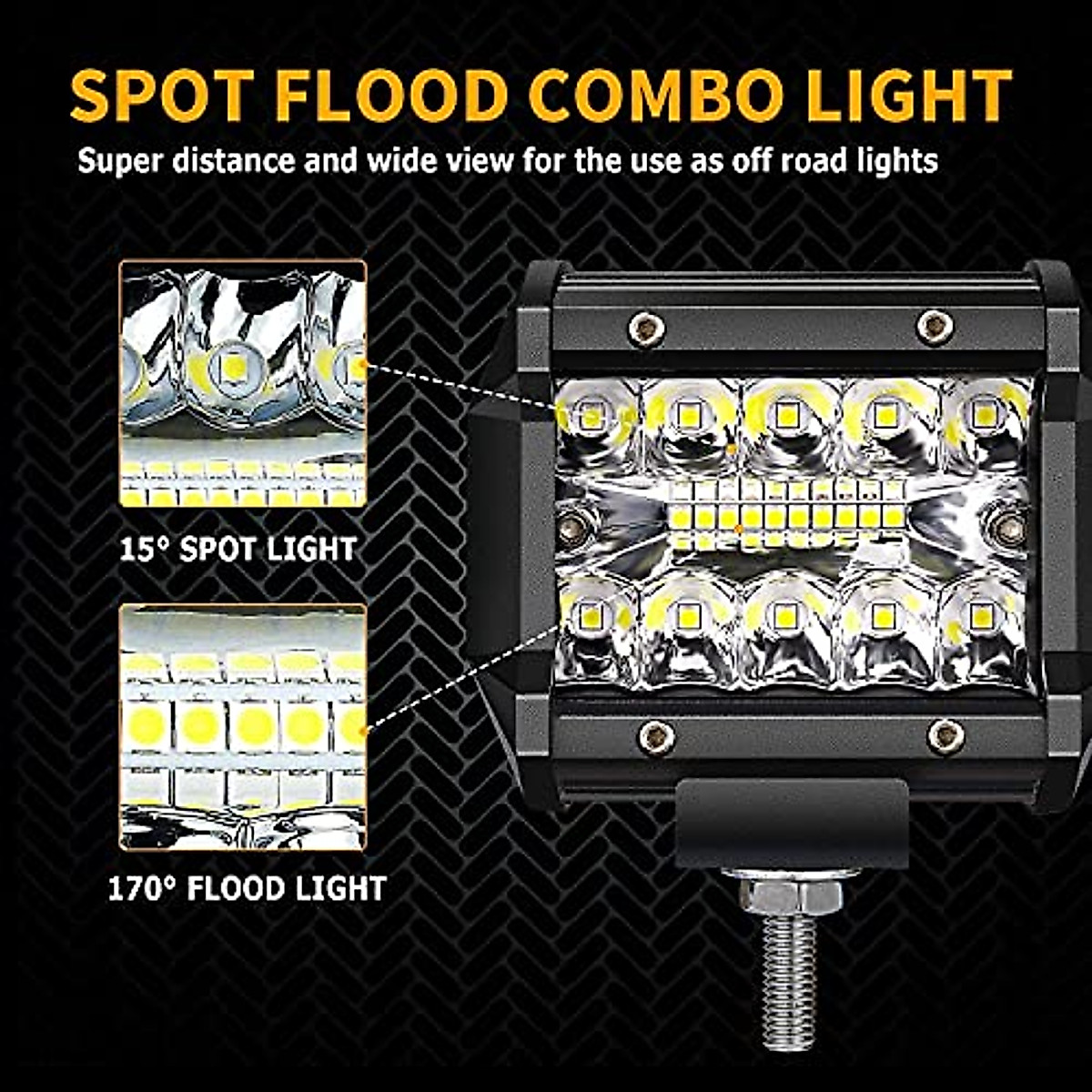 LED Light Bar TURBO SII LED Pods 4 Inch 60W Off Road Driving Lights Triple Row Spot Flood Beam LED Fog Lights Led Work Lights for Jeep Trucks Polaris Boats Pickup UTV ATV,4 Pack