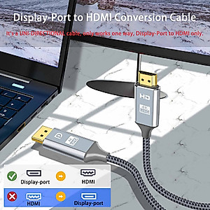 Pizucb 4K DisplayPort to HDMI Cable 6FT, High Speed Unidirectional DP to HDMI Adapter, 4K@30Hz, 2K@60Hz, 1080P Full HD Compatible with HP DELL Monitor Lenovo Projector HDTV