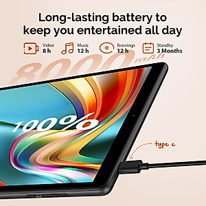 POWMUS 2025 Android Tablet 10.1-inch Tablet with 128GB ROM,19GB RAM, 1TB Expand, 2.0GHz CPU, 1920 * 1200 Incell Screen, 8000mAh, 8+13MP WiFi BT5.0 GPS Android Tablet with Keyboard and Mouse - Black