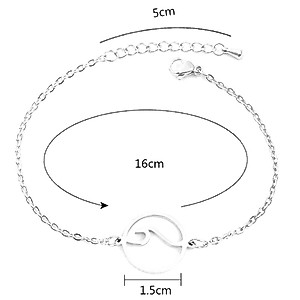 Jude Jewelers Stainless Steel Ocean Sea Wave Summer Beach Vaction Holiday Bracelet (Silver)