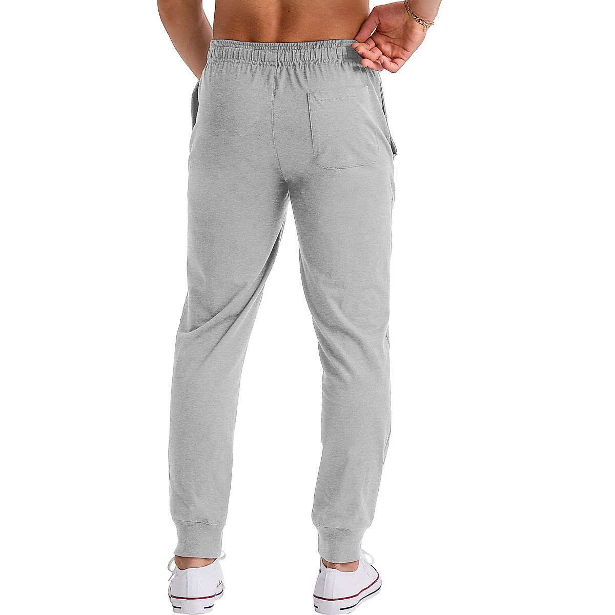 Hanes Originals Cotton Joggers, Jersey Sweatpants for Men with Pockets, 30" Inseam, Light Steel