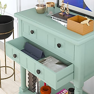Venera Console Tables for Entryway - Solid Wood Antique Blue 26” Narrow Console Table for Entryway - Console Table with Storage & Three Drawers - Environmental-Friendly Entrance Tables for Front Door