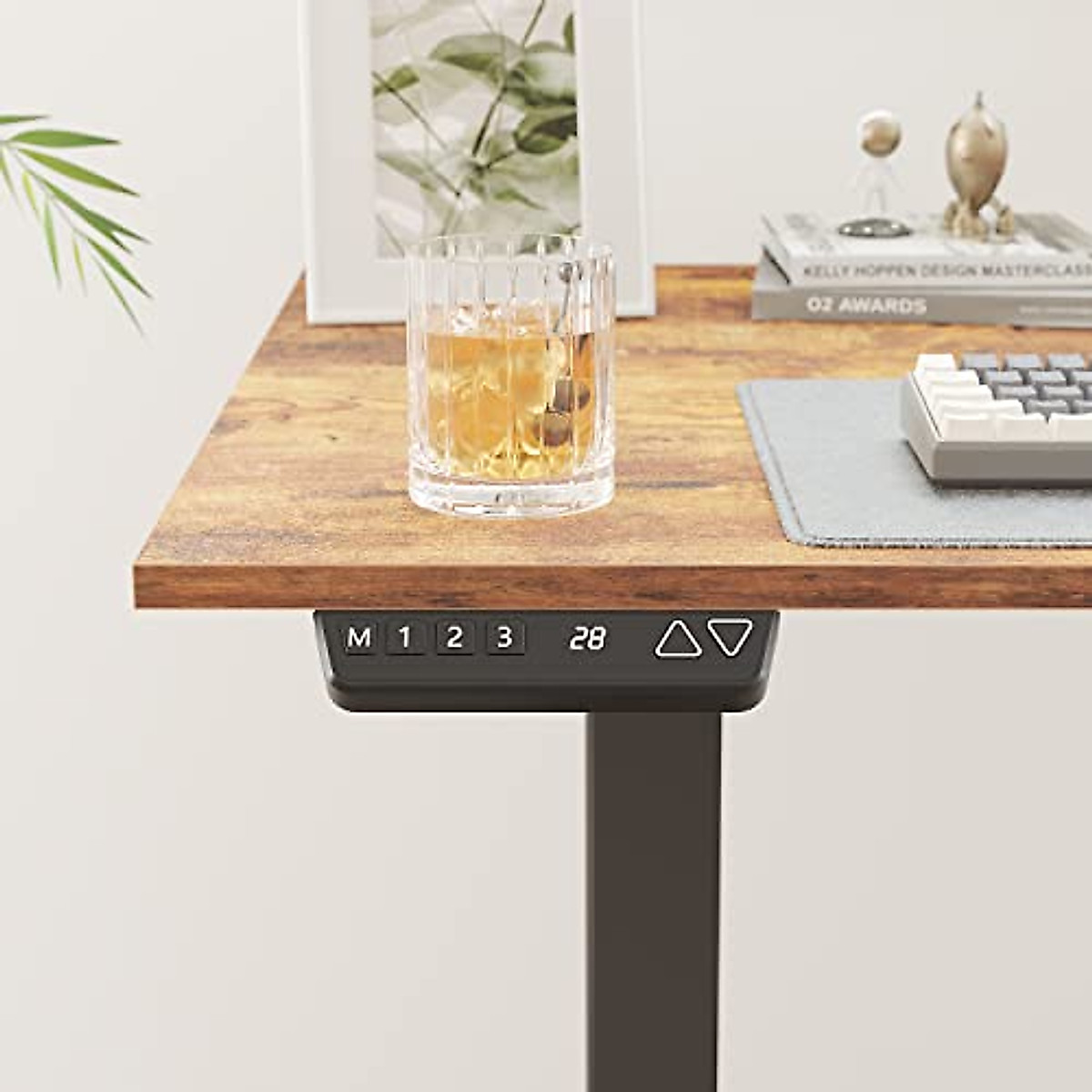 BANTI Triple Motors 63" L Shaped Standing Desk Height Adjustable, Electric Stand up Corner Desk, Sit Stand Home Office Desk Computer Workstation with Memory Preset, Rustic Brown Top