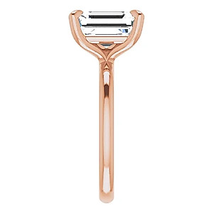 10K Solid Rose Gold Handmade Engagement Rings, 4 CT Emerald Cut Moissanite Diamond Solitaire Wedding/Bridal Rings for Women/Her, Minimalist Anniversary Ring Gifts (4.5)