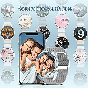 Efolen Smart Watch for Women, Fashion Fitness Watch for iPhone Android Phone Answer/Make Call, 1.32'' HD Full Touch Screen Smartwatch with GPS Tracker Heart Rate Sleep Monitor Pedometer, Silver