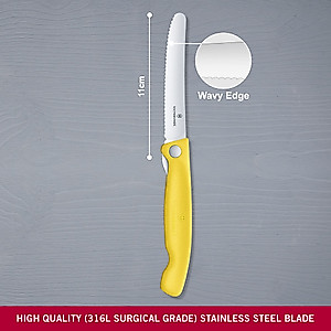 Victorinox Swiss Classic Foldable Paring Knife, Wavy Edge Yellow 4.3 in