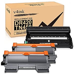v4ink Compatible Toner Cartridge and Drum Unit Replacement for Brother TN450 TN420 DR420 use with HL-2270dw HL-2280dw HL-2230 HL-2240d MFC-7240 MFC-7360n MFC-7860dw 3 Packs (1 Drum+2 Toner) (Black)