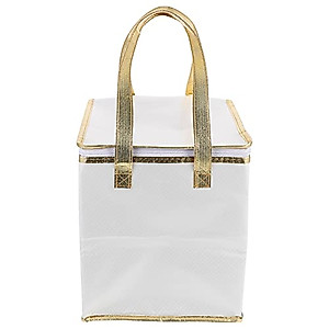 Luxshiny Insulated Grocery Bag Pizza Delivery Bag, Insulated Carrier Bags White Delivery Bags Grocery Bags for Pizza Food Dinner (26x30cm) Grocery Tote Bags