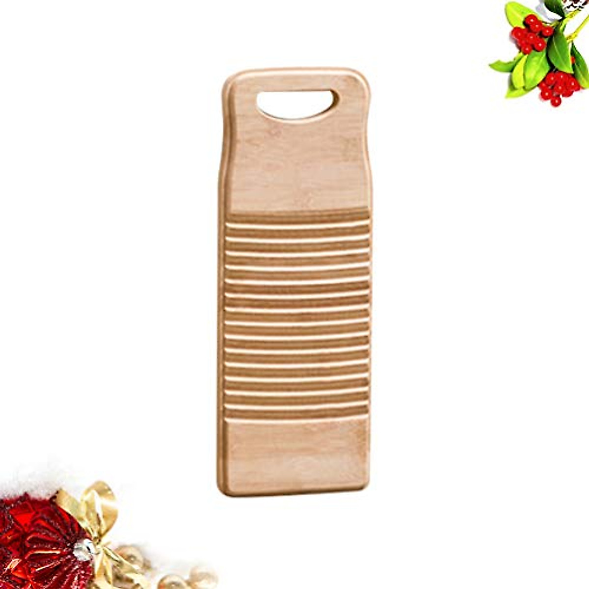 Hemoton Bamboo Wood Washing Clothes Washboard Laundry Washboard Hand Wash Board for Home Laundry Supplies S